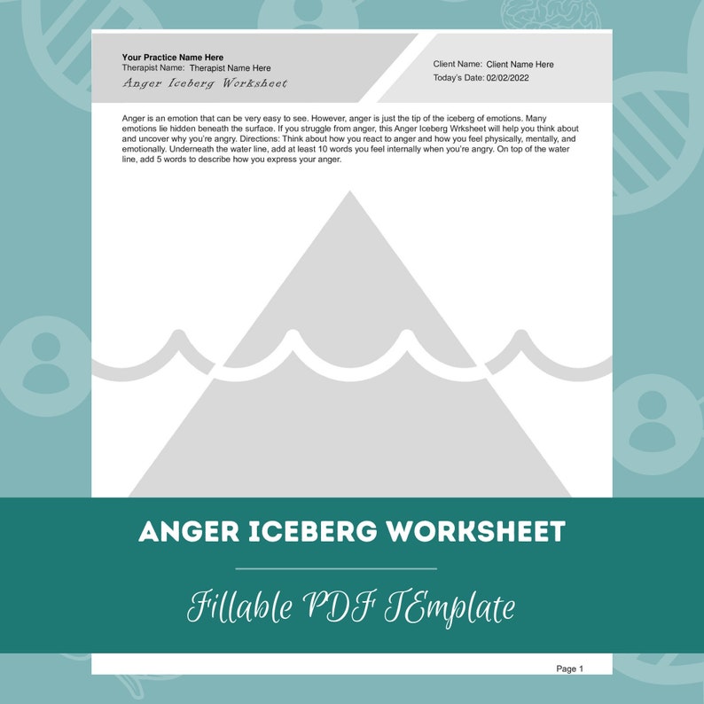 Anger Iceberg Worksheet | Editable / Fillable PDF | for Counselors ...