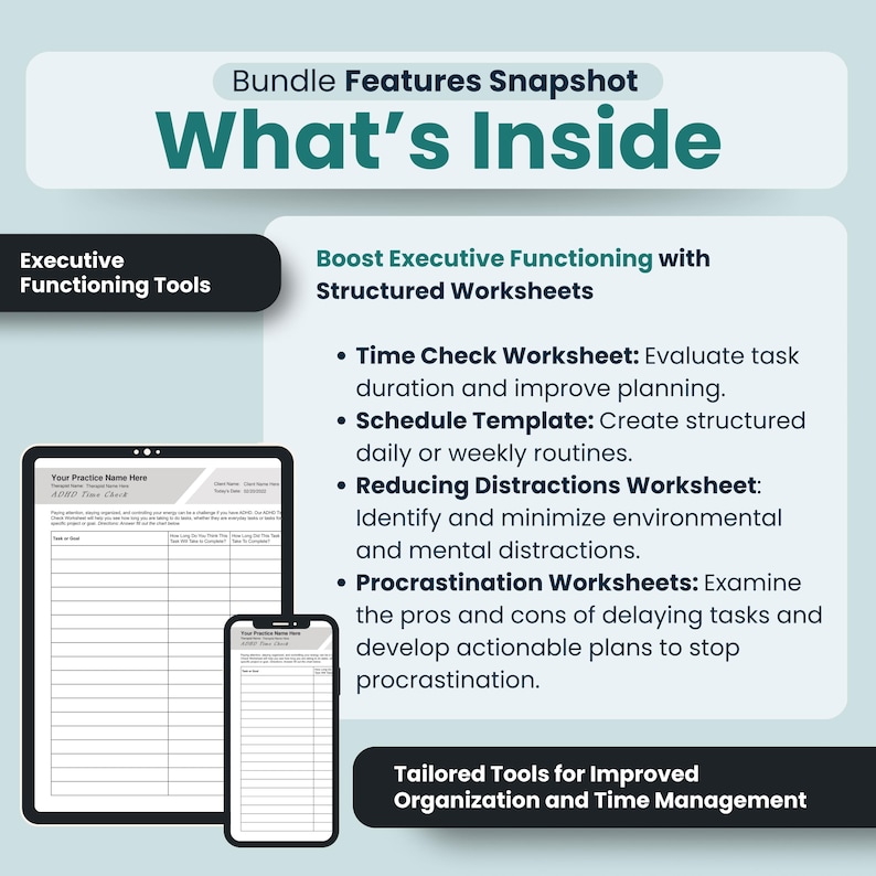 ADHD Worksheets Bundle, 20 Fillable/printable Templates, ADHD Executive ...