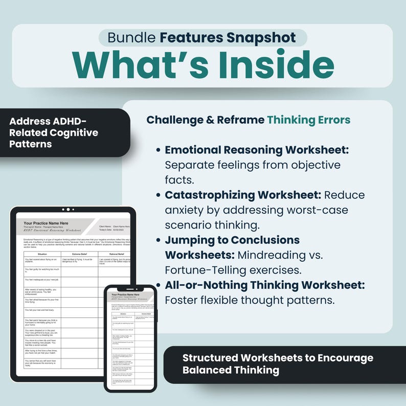 ADHD Worksheets Bundle, 20 Fillable/printable Templates, ADHD Executive ...