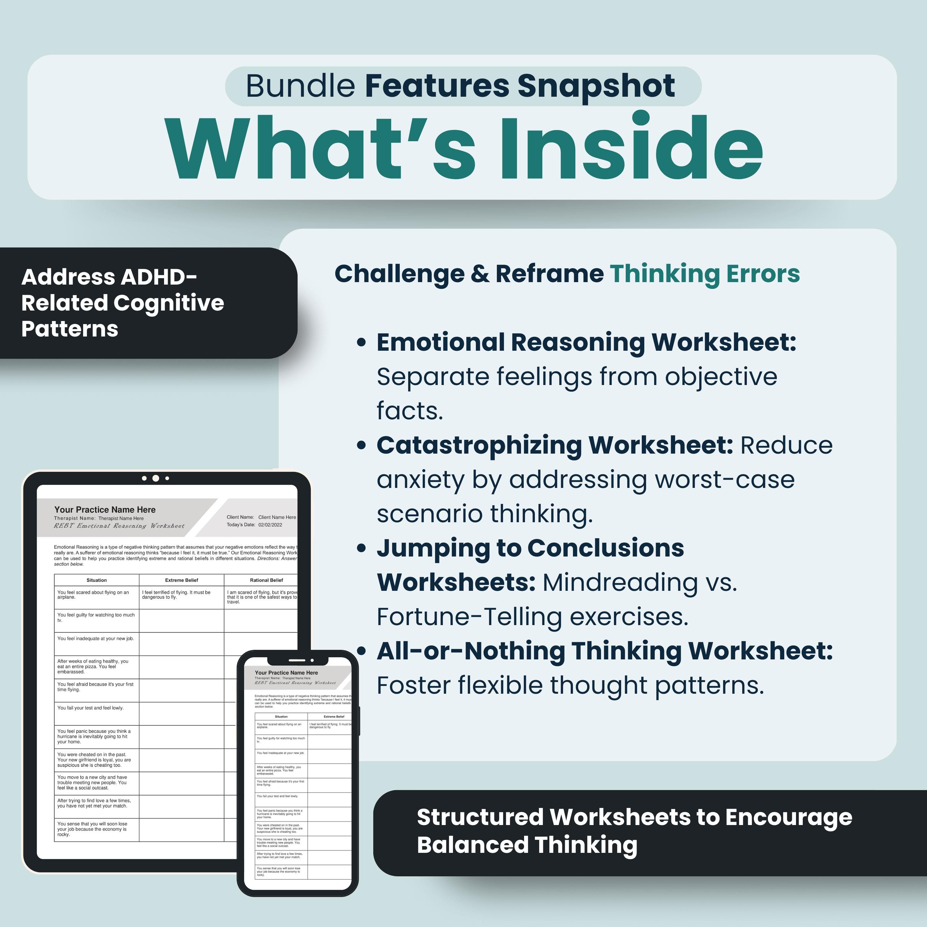 ADHD Worksheets Bundle, 20 Fillable/printable Templates, ADHD Executive ...