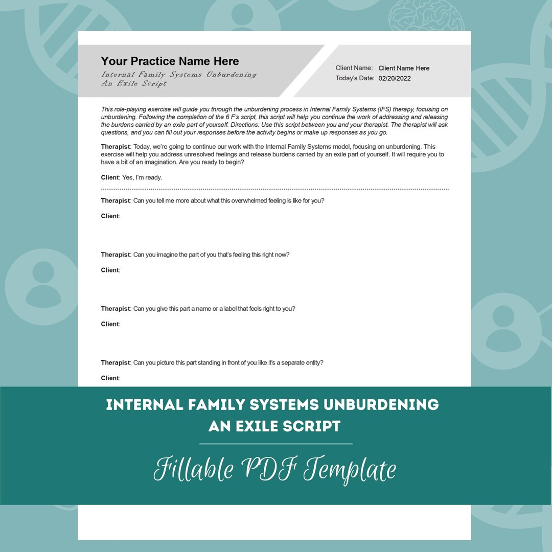 Internal Family Systems Unburdening an Exile Script Worksheet ...