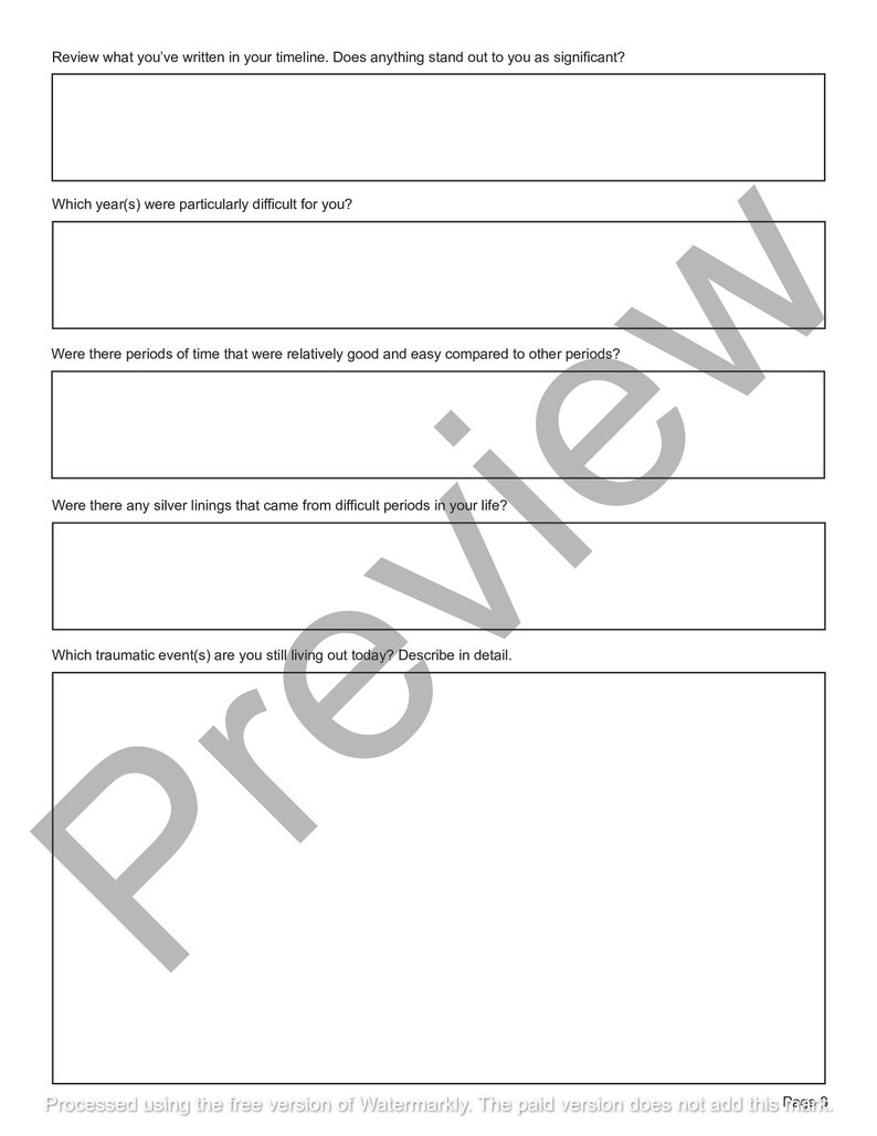 Trauma Timeline Therapy Worksheet | Editable / Fillable PDF Template ...