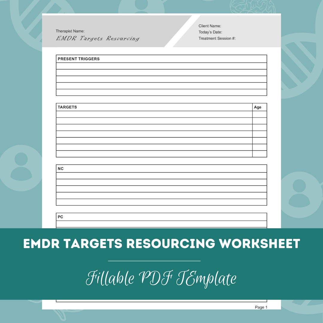 EMDR Resourcing Template | Editable / Fillable PDF Template | for ...