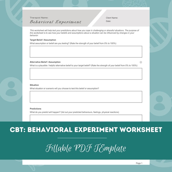 CBT: Behavioral Experiment Worksheet Editable / Fillable PDF | Etsy