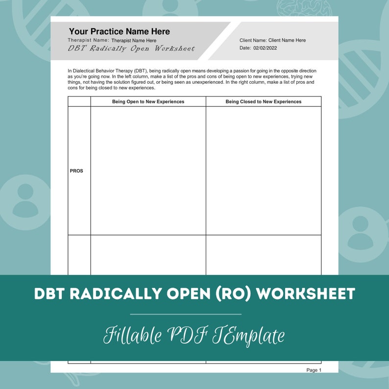 DBT Radically Open (RO) Worksheet | Editable / Fillable PDF Template ...