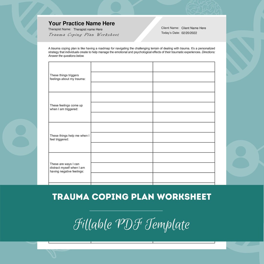 Trauma Coping Plan Worksheet | Editable / Fillable PDF Template | for ...