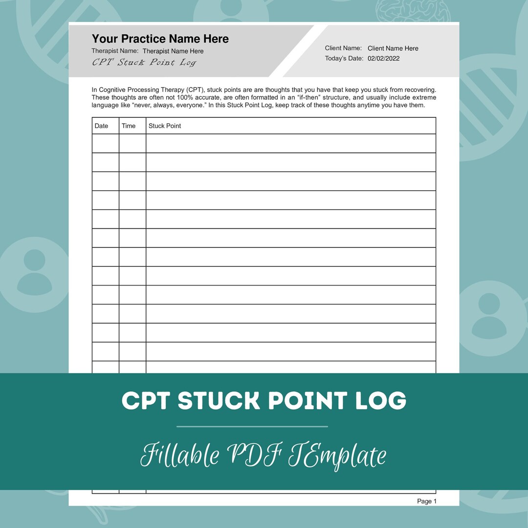 Cognitive Processing Therapy CPT Stuck Point Log Editable Etsy cognitive-processing-therapy-cpt-stuck-point-log-editable-etsy