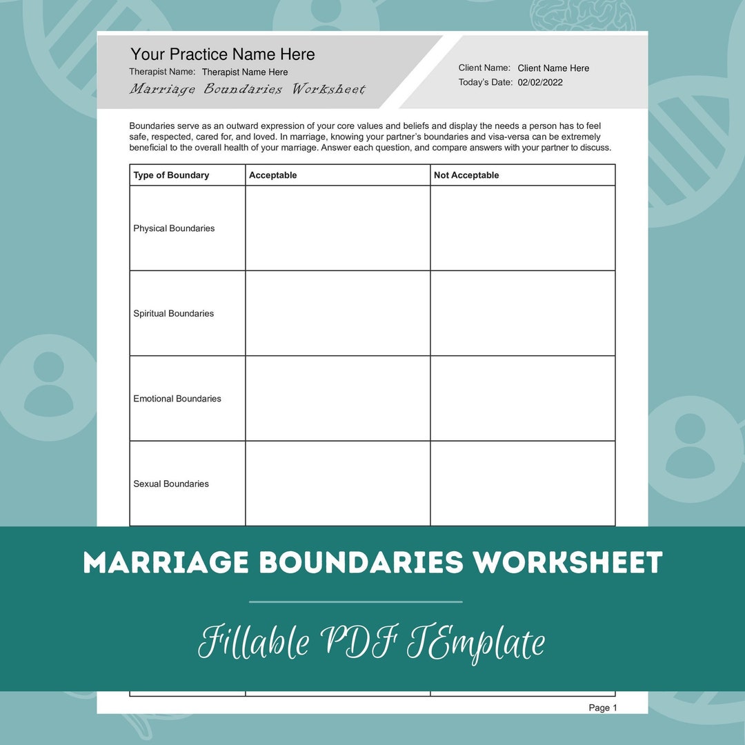 Marriage Boundaries Worksheet | Editable / Fillable PDF Template | for ...