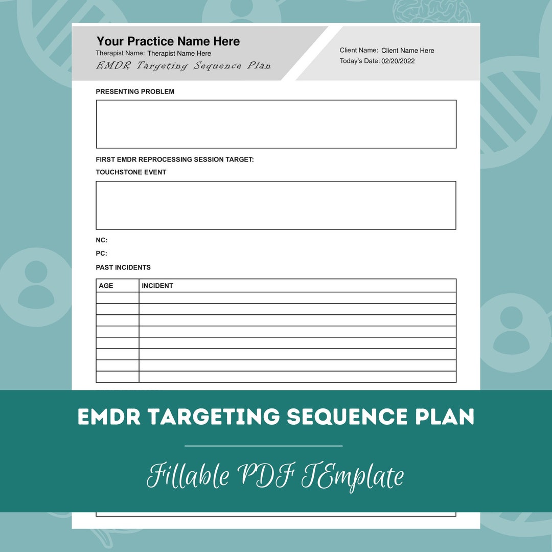 EMDR Targeting Sequence Plan | Editable / Fillable PDF Template | for ...