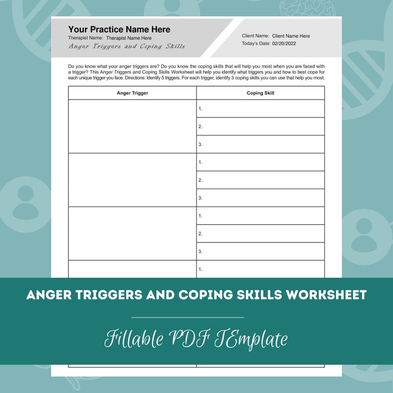 Anger Triggers and Coping Skills Worksheet | Editable / Fillable PDF ...