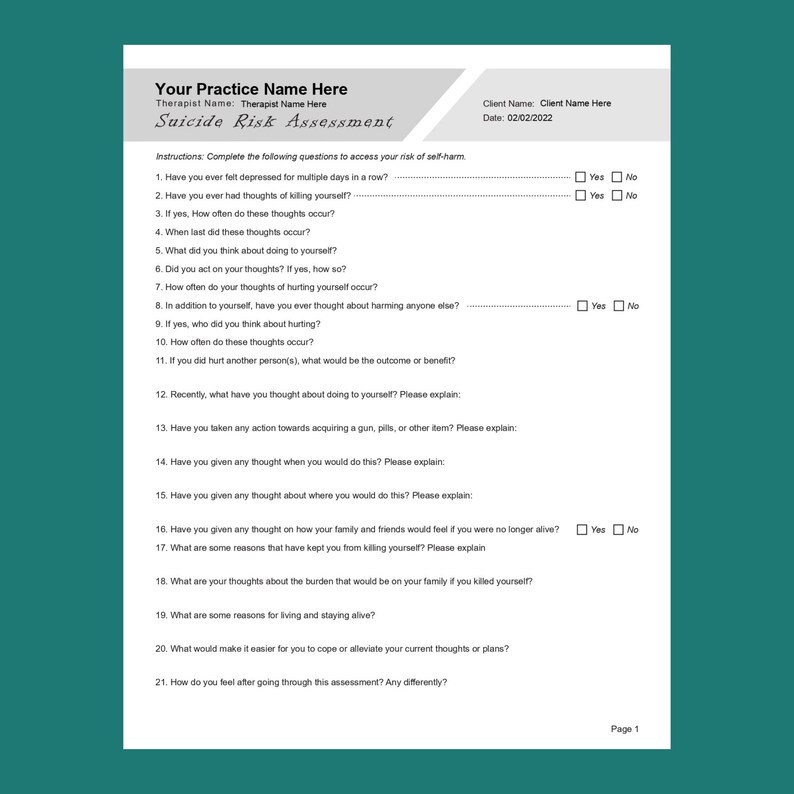 Suicide Prevention Worksheets Bundle | Editable / Fillable / Printable ...