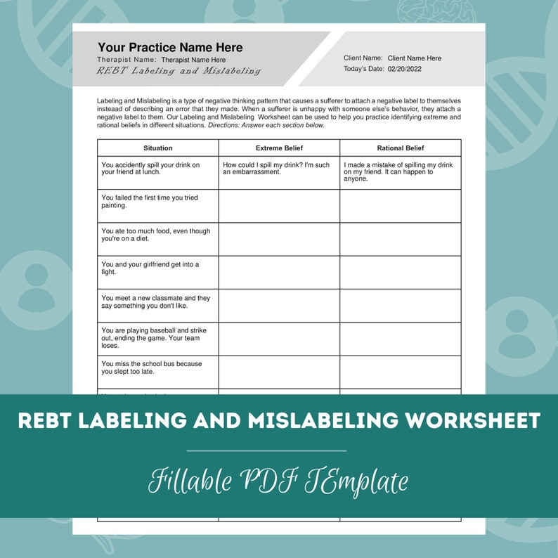 REBT Labeling and Mislabeling Worksheet | Editable / Fillable PDF ...