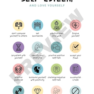 Ways to Boost Self-esteem Poster | Printable PDF | *includes 1 Commercial License* for ...