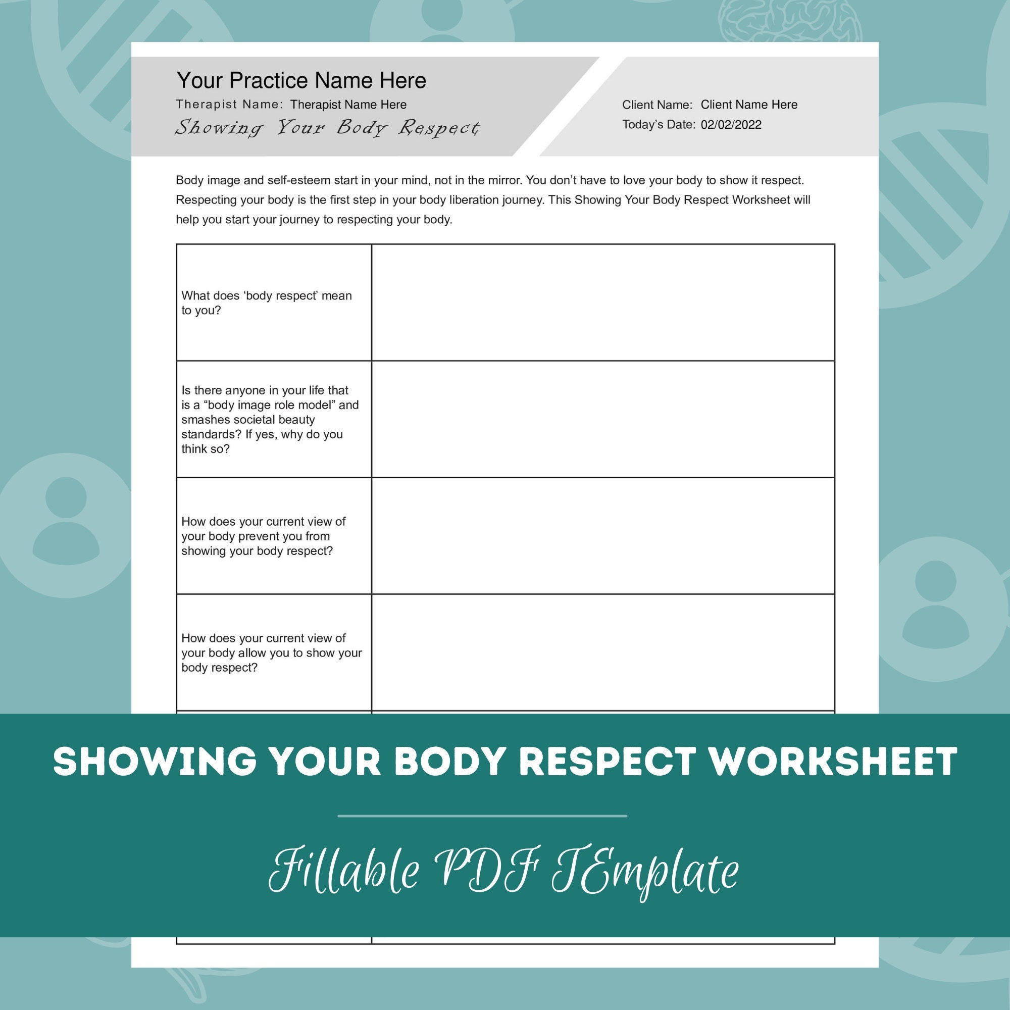 Showing Your Body Respect Worksheet | Editable / Fillable PDF Template ... Showing Your Body Respect Worksheet | Editable / Fillable PDF Template ...