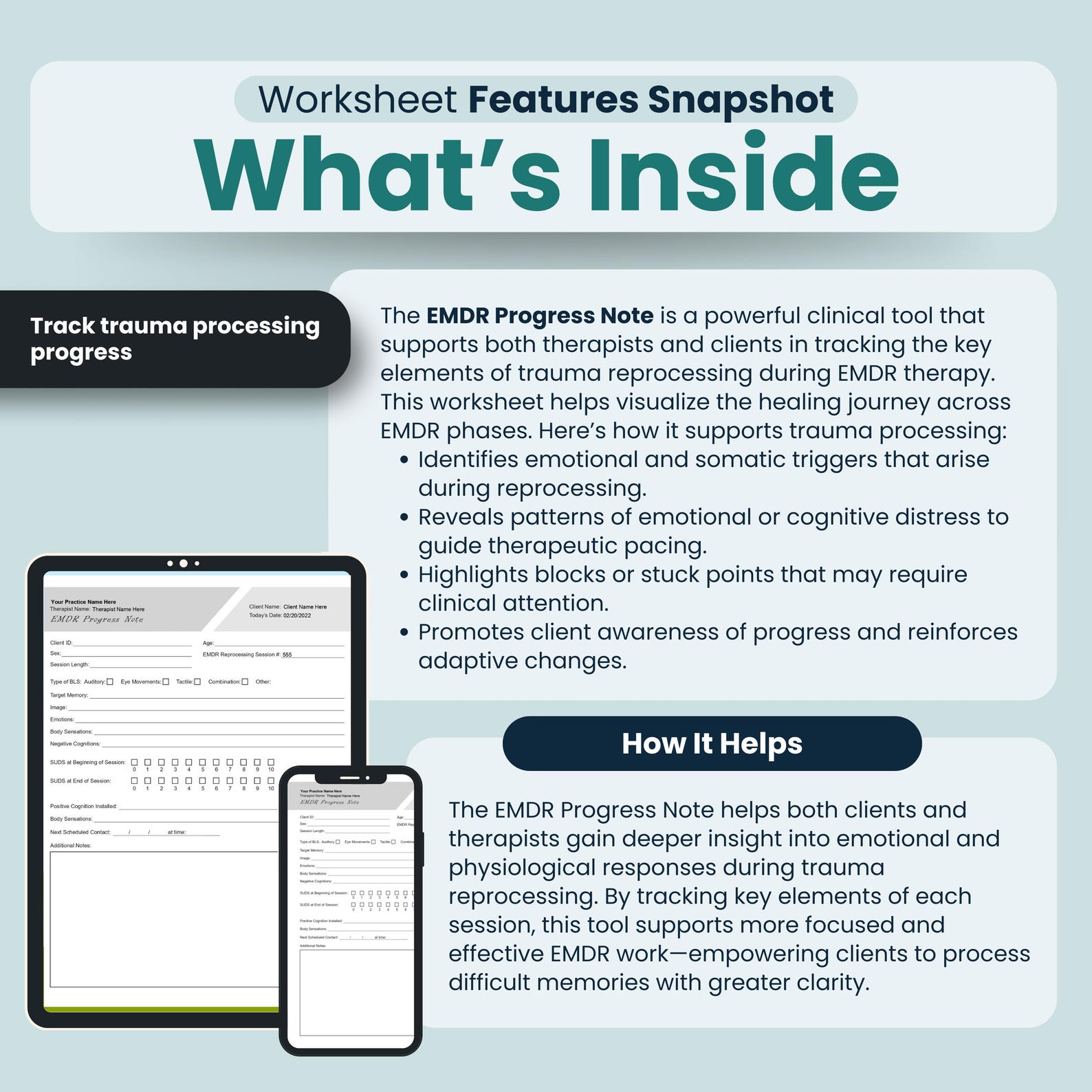 EMDR Progress Note | Editable / Fillable PDF Template | for Counselors ...