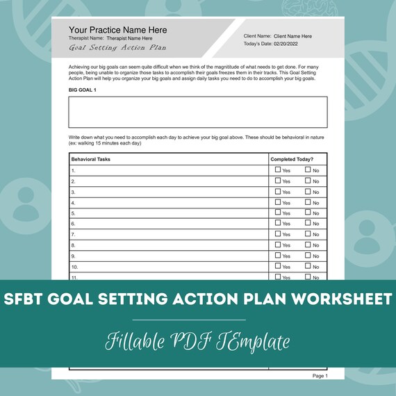 SFBT Goal Setting Action Plan Worksheet Editable / Fillable - Etsy
