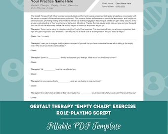 Gestalt Therapy Empty Chair Exercise Worksheet Editable / Fillable PDF ...