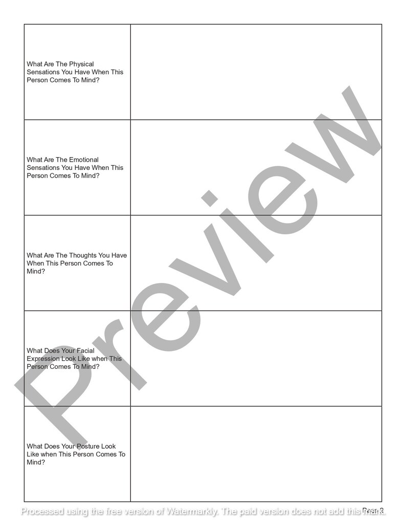 Letting Go of Resentment Worksheet Editable / Fillable PDF Template for ...