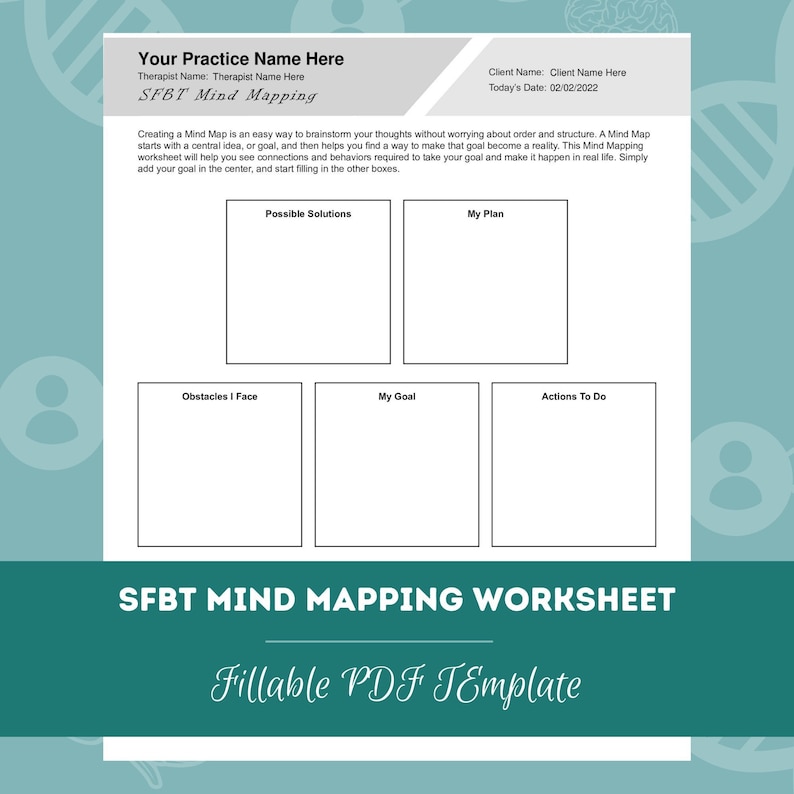 SFBT Mind Mapping Worksheet | Editable / Fillable PDF Template | for ...
