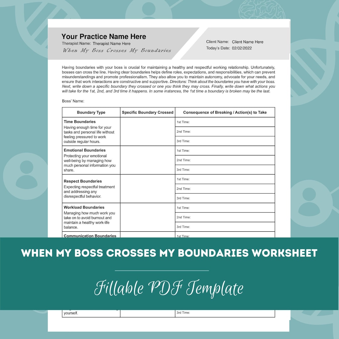 When My Boss Crosses My Boundaries Worksheet | Editable / Fillable ...