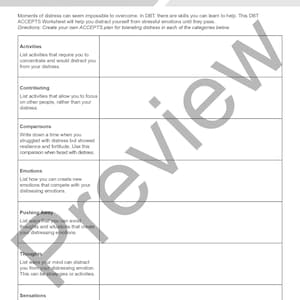 DBT ACCEPTS Worksheet | Editable / Fillable PDF Template | for ...