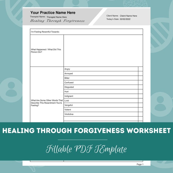 Healing Through Forgiveness Worksheet Editable / Fillable - Etsy