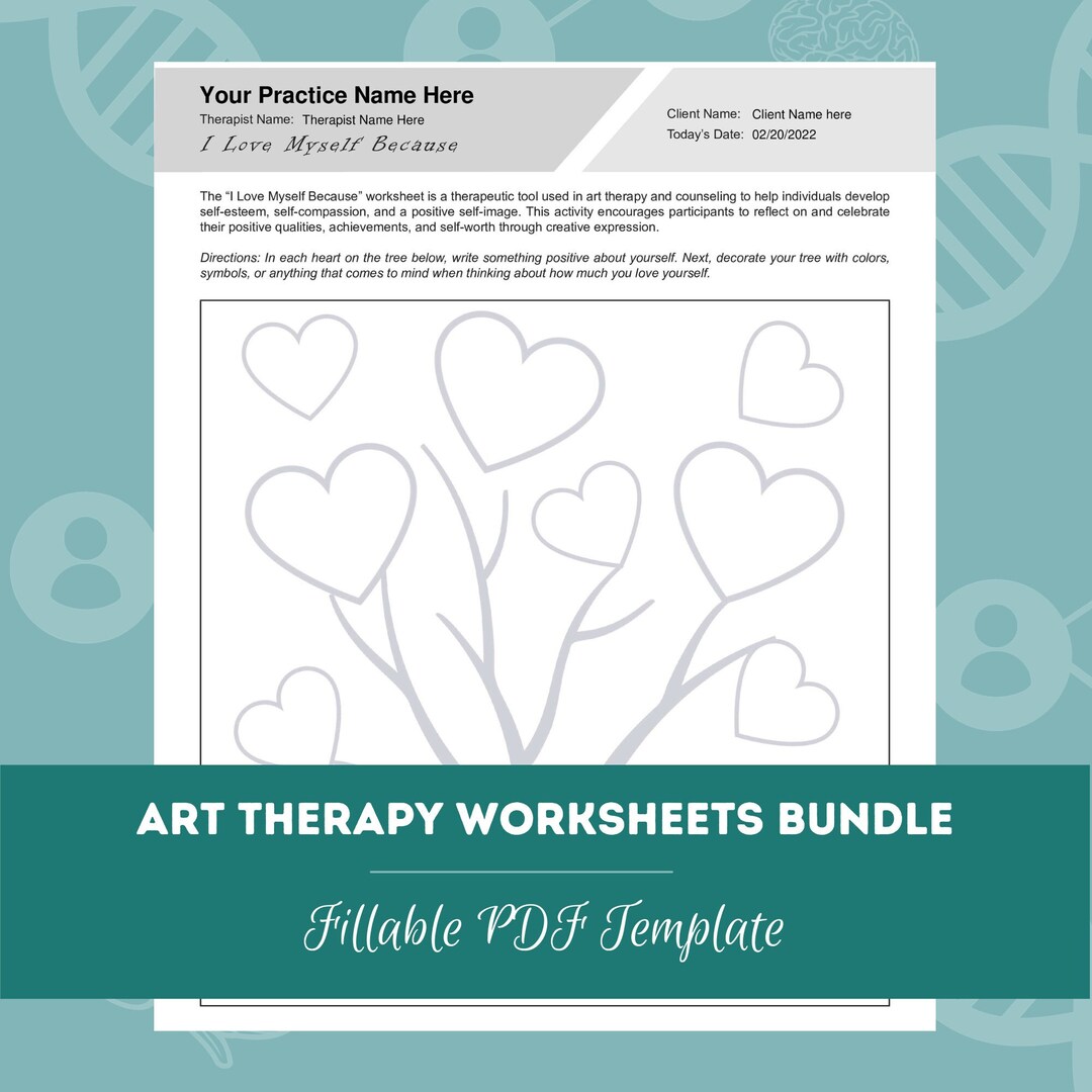 Art Therapy Worksheets Bundle | 16 Editable / Fillable PDF Templates ...