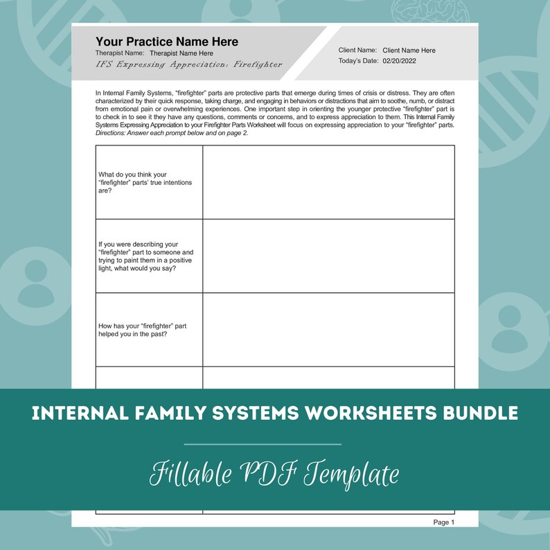 Internal Family Systems Worksheets Bundle, 13 Fillable/printable PDF ...
