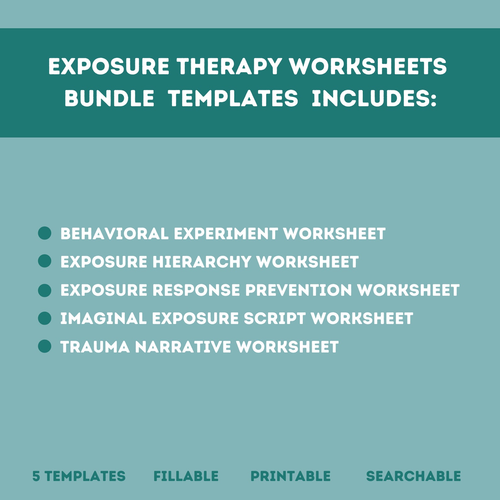 Exposure Therapy Worksheets Bundle | Editable / Fillable / Printable ...