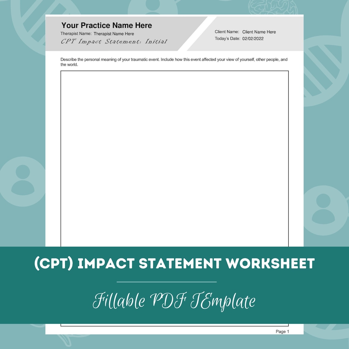 Cognitive Processing Therapy (CPT) Impact Statement Worksheet ...
