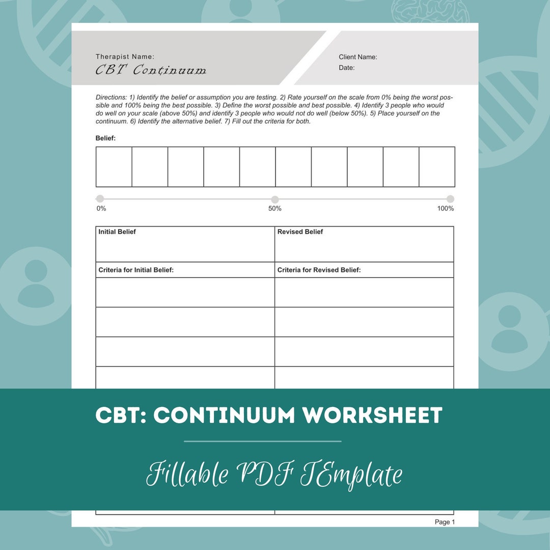 CBT: Continuum Worksheet | Editable / Fillable PDF | for Counselors ...