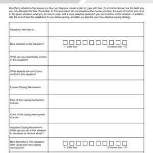Coping With Fear Worksheet | Editable / Fillable PDF | for Counselors ...