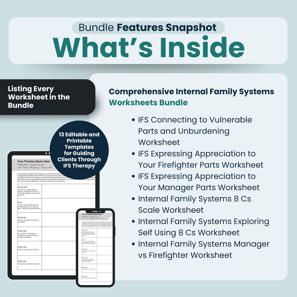 Internal Family Systems Worksheets Bundle, 13 Fillable/printable PDF ...