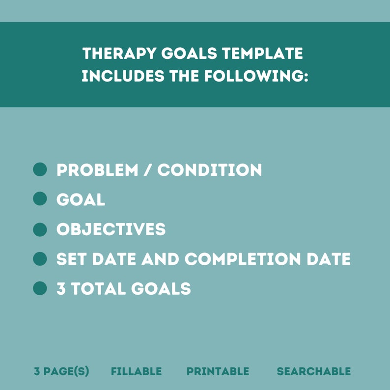 Therapy Goals PDF Template for Mental Health / Counseling | Editable ...