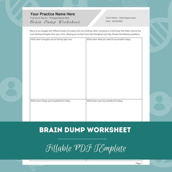 Brain Dump Worksheet Editable / Fillable PDF Template for - Etsy