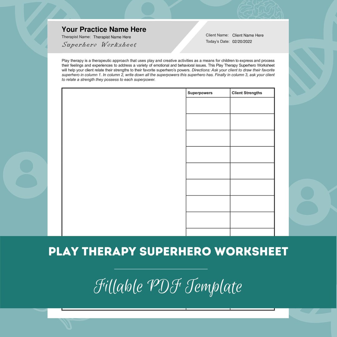 Play Therapy Superhero Worksheet | Editable / Fillable PDF Template ...