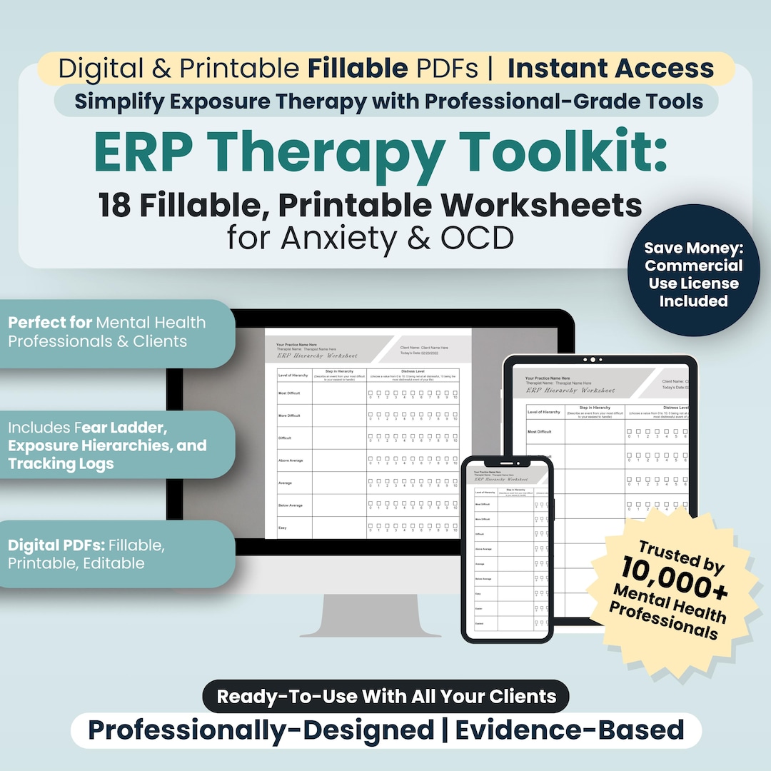 ERP Worksheets Bundle, 18 Fillable/printable PDF Templates, Exposure ...