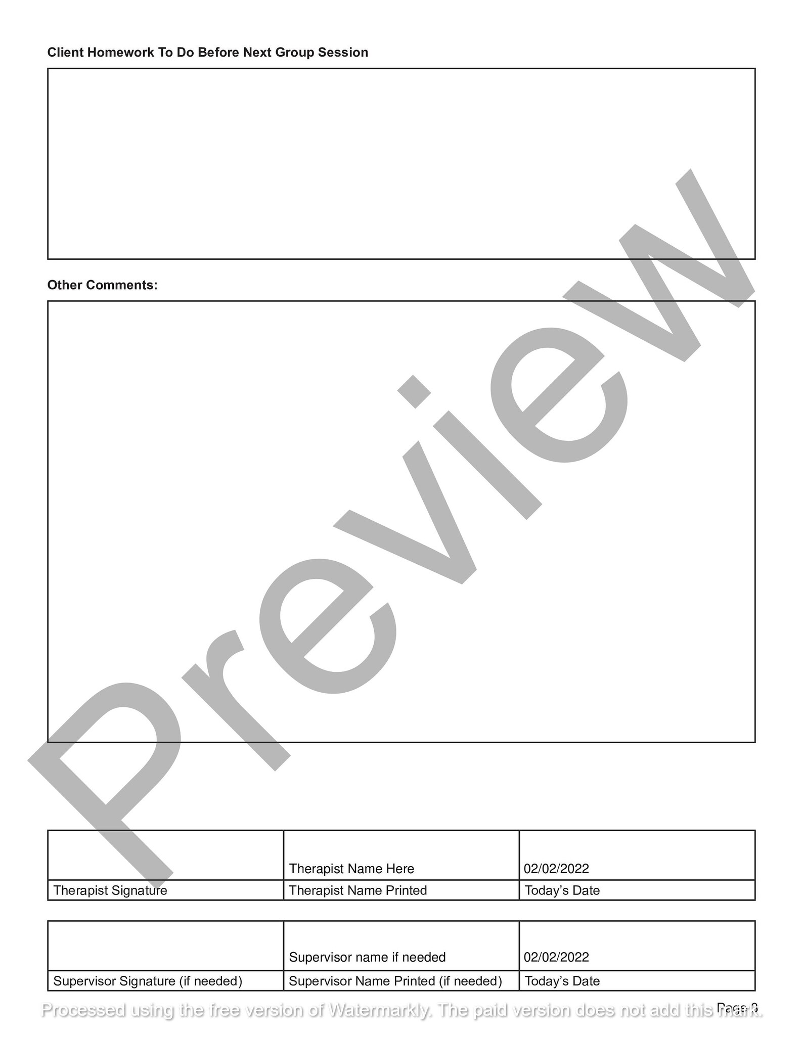 Group Therapy Progress Note | Editable / Fillable PDF Template | for ...