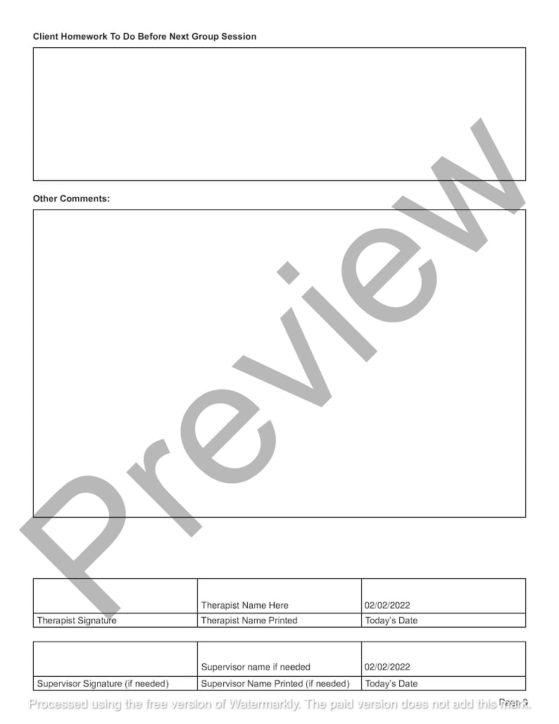 Group Therapy Progress Note | Editable / Fillable PDF Template | for ...