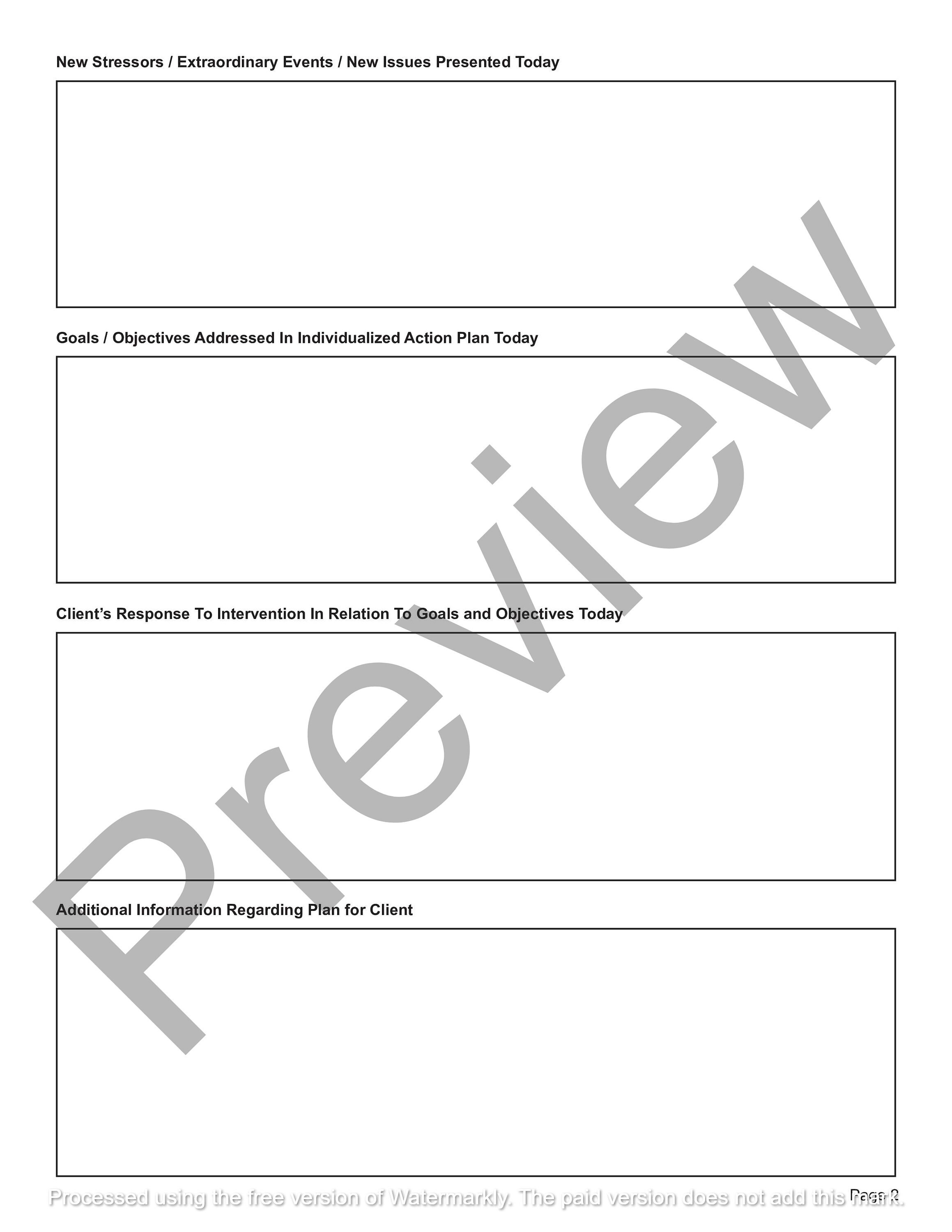 Group Therapy Progress Note | Editable   Fillable Pdf Template | For 