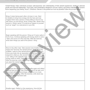 Gestalt Therapy Empty Chair Exercise Worksheet | Editable / Fillable ...