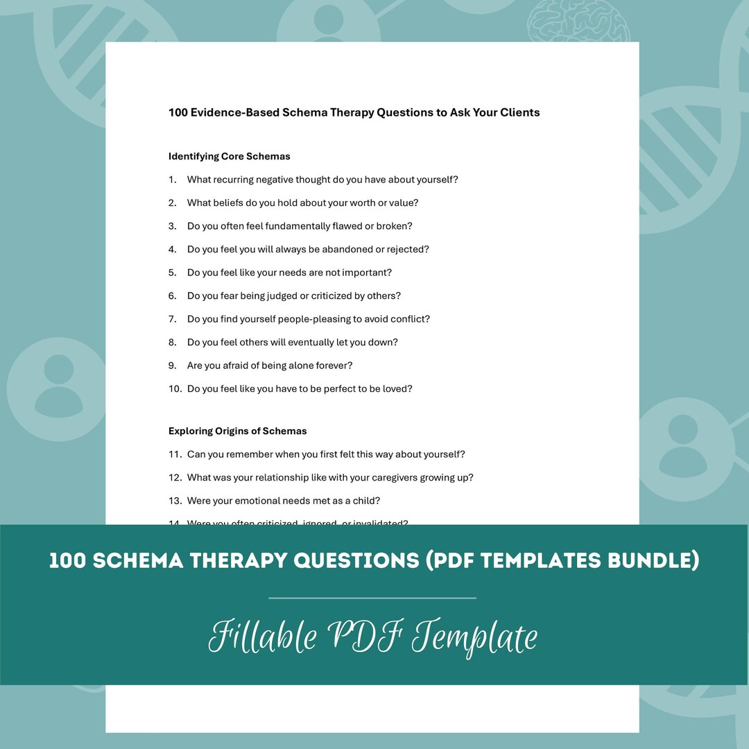 100 Schema Therapy Questions to Ask Clients in Therapy (PDF Templates ...