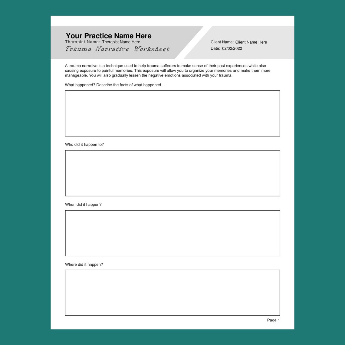 Exposure Therapy Worksheets Bundle Editable / Fillable / Printable PDF ...