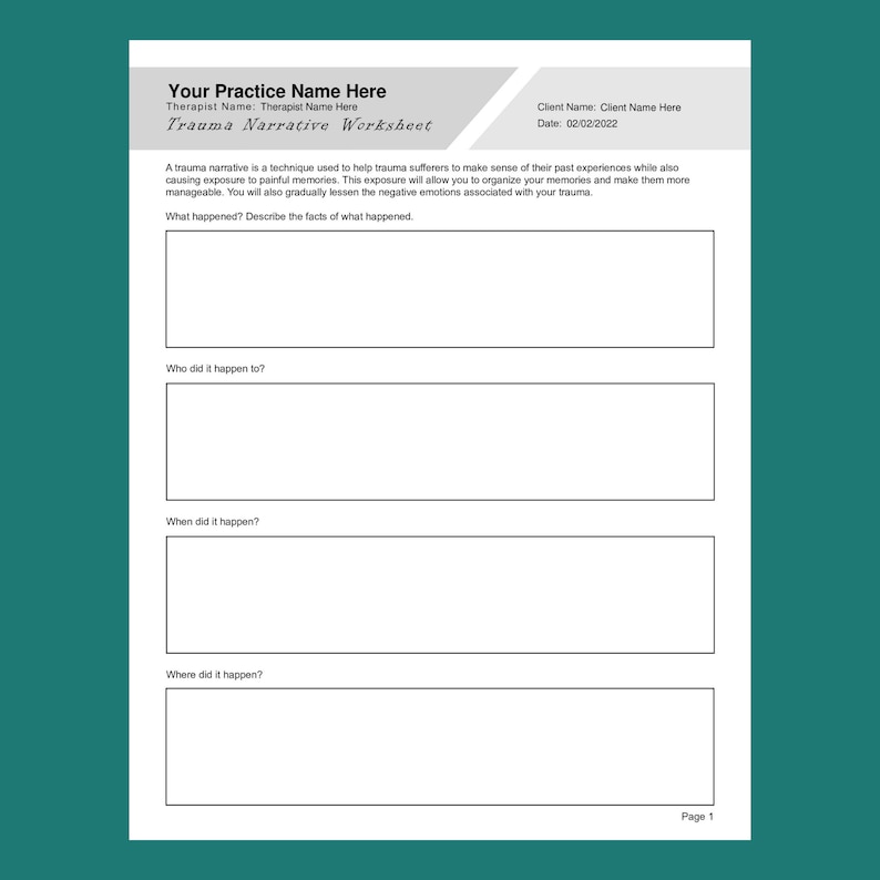 Exposure Therapy Worksheets Bundle | Editable / Fillable / Printable ...