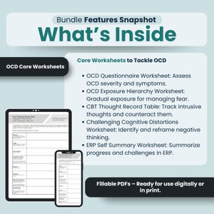 OCD Worksheets Bundle,22 Fillable/printable PDF Templates,obsessive ...