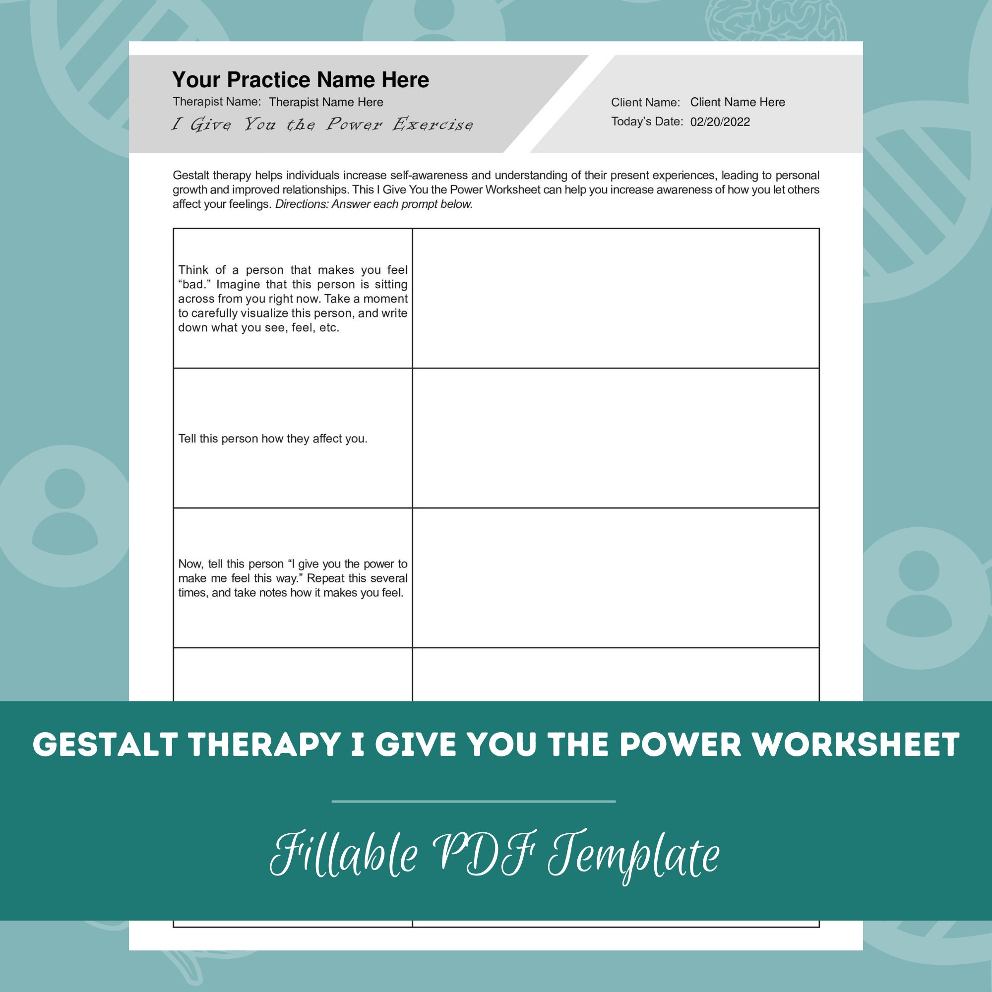 Gestalt Therapy Worksheets Bundle 13 Editable / Fillable PDF Templates ...
