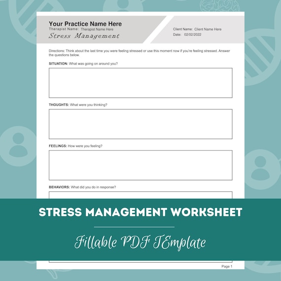 Stress Management Worksheet Editable / Fillable PDF Template - Etsy