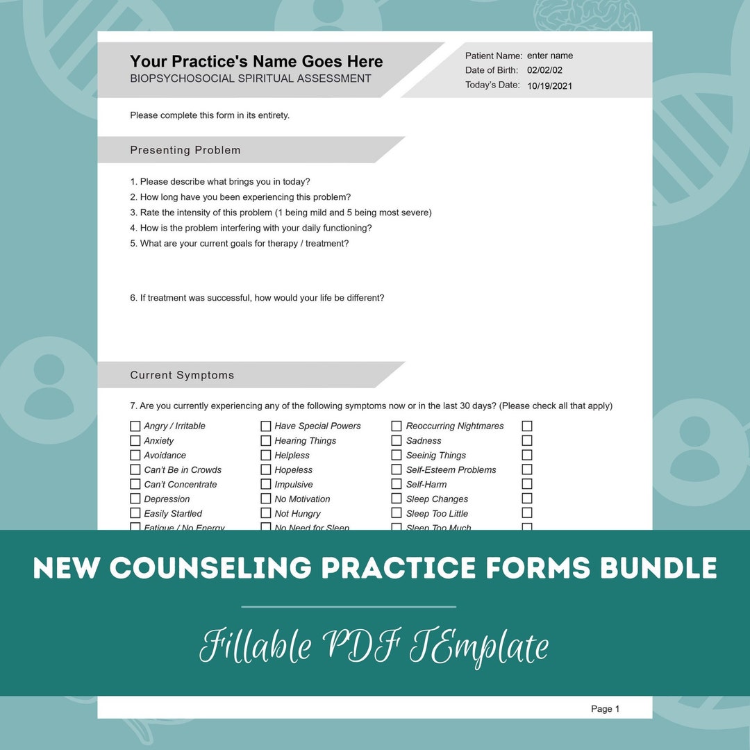 New Counseling Practice Forms Bundle 24 Editable / Fillable / Printable ...