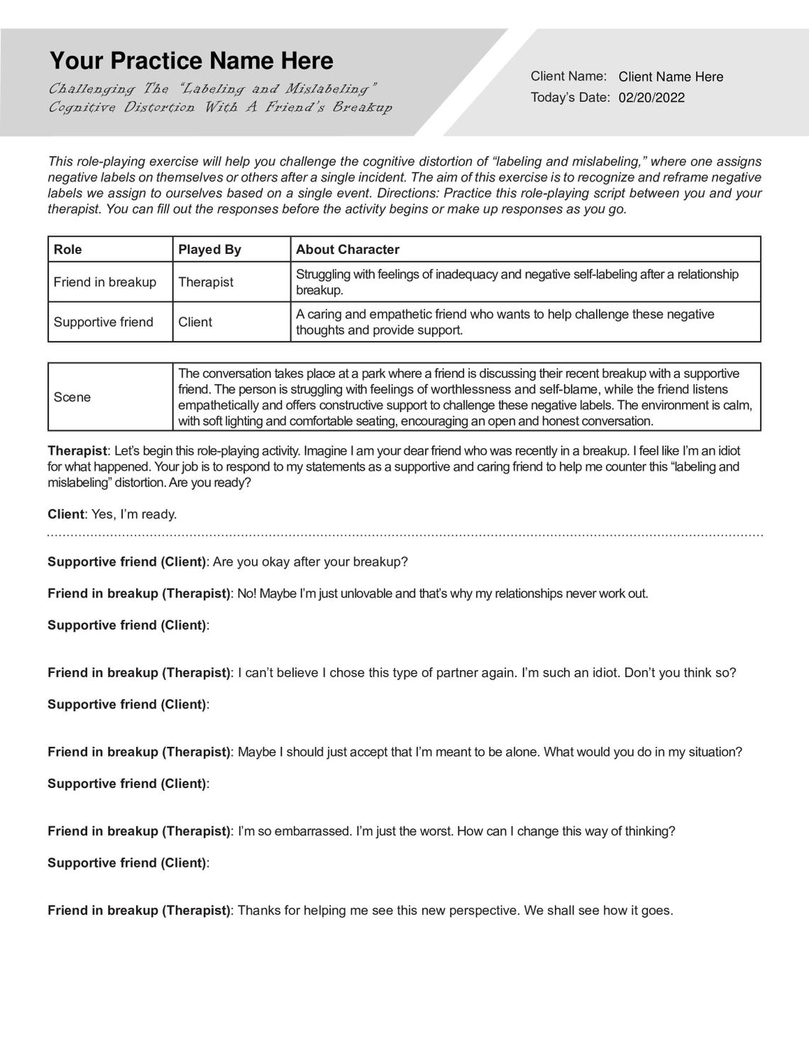 Challenging the “labeling and Mislabeling” Cognitive Distortion Role ...