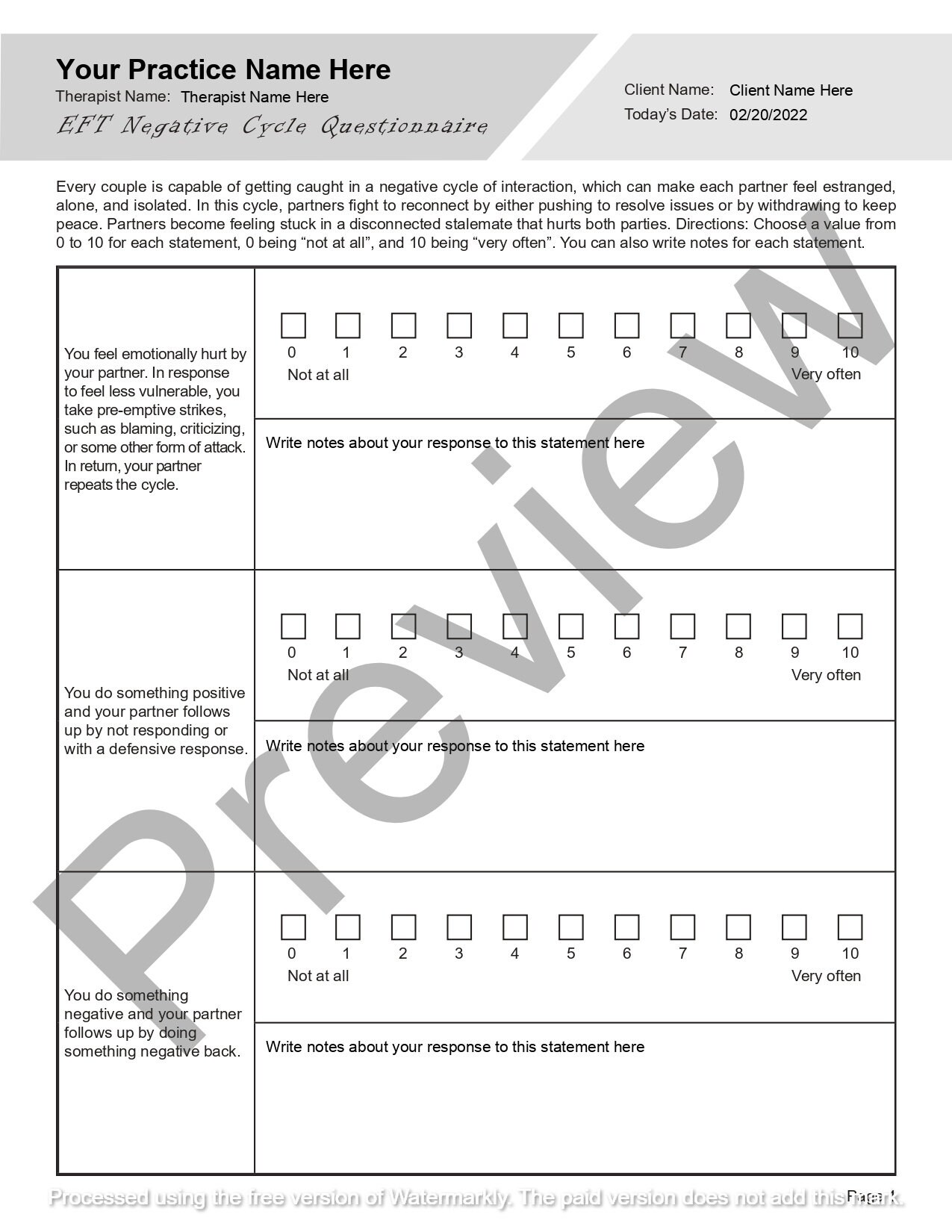 EFT: Am I in a Negative Cycle Worksheet | Editable / Fillable PDF ...